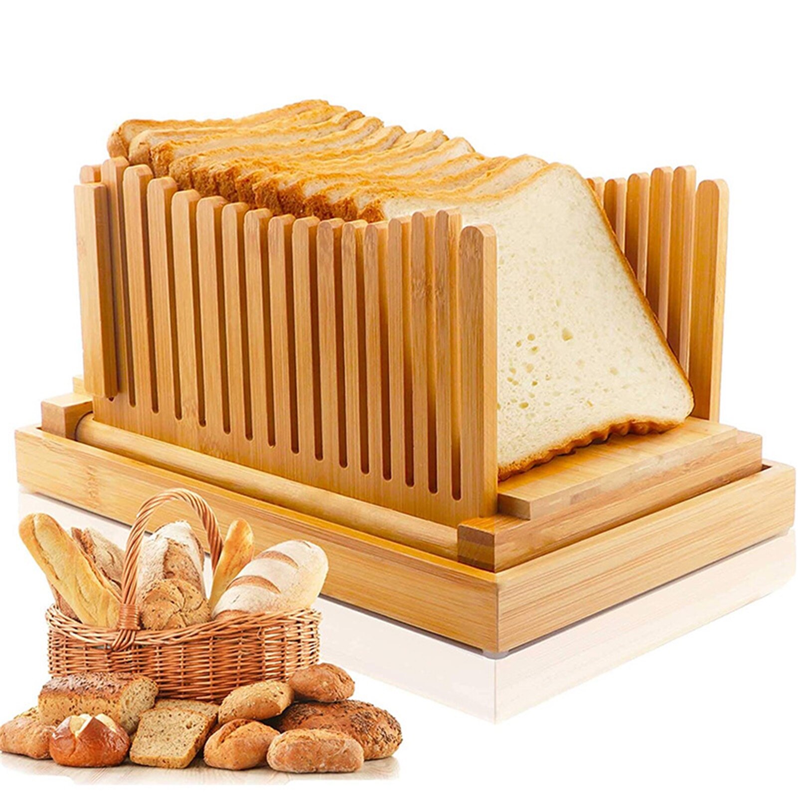 Bamboo Bread Slicer Foldable Bread Slicer Shredder... – Grandado