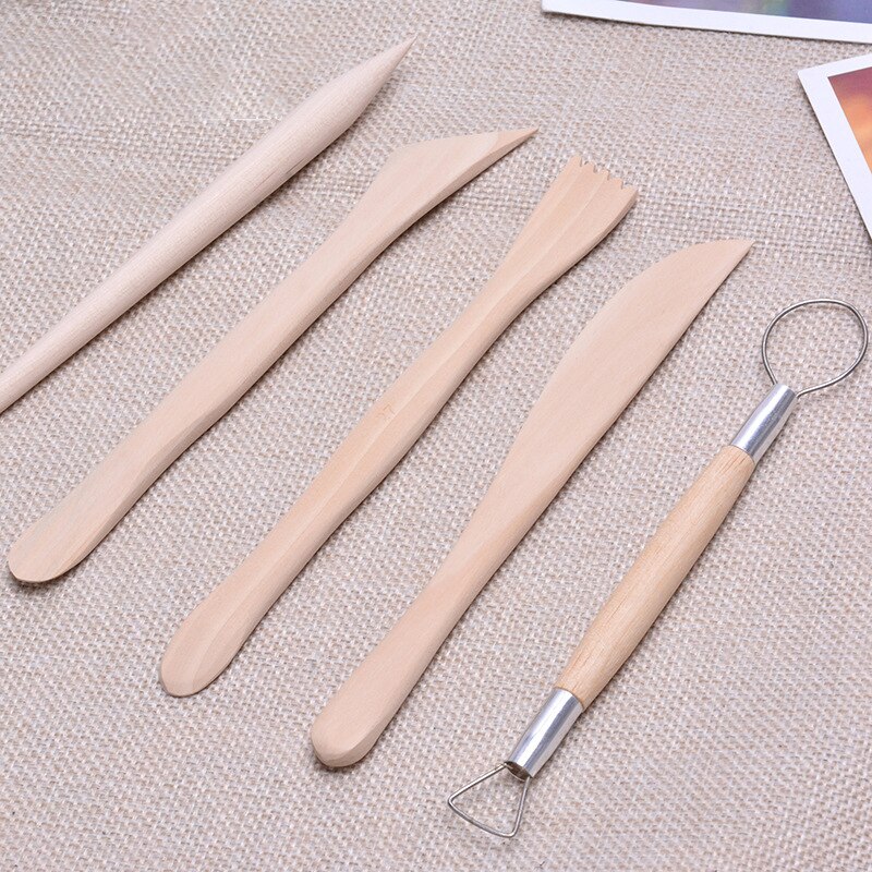 wooden clay sculpture knife 5 pcs sets of DIY chil... – Grandado