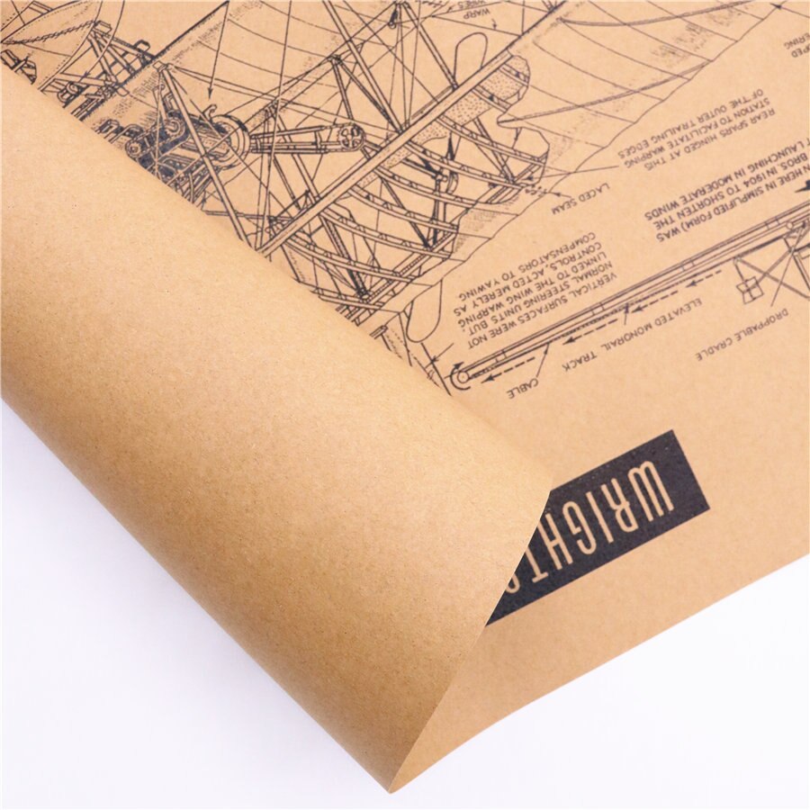 Plane Chart Vintage Poster retro kraft paper paint... – Grandado
