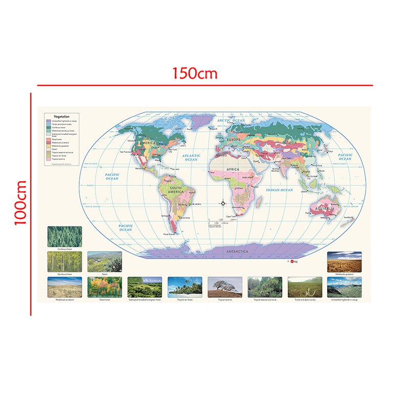 150x100cm The World Non-woven Spray Painting Map W... – Grandado