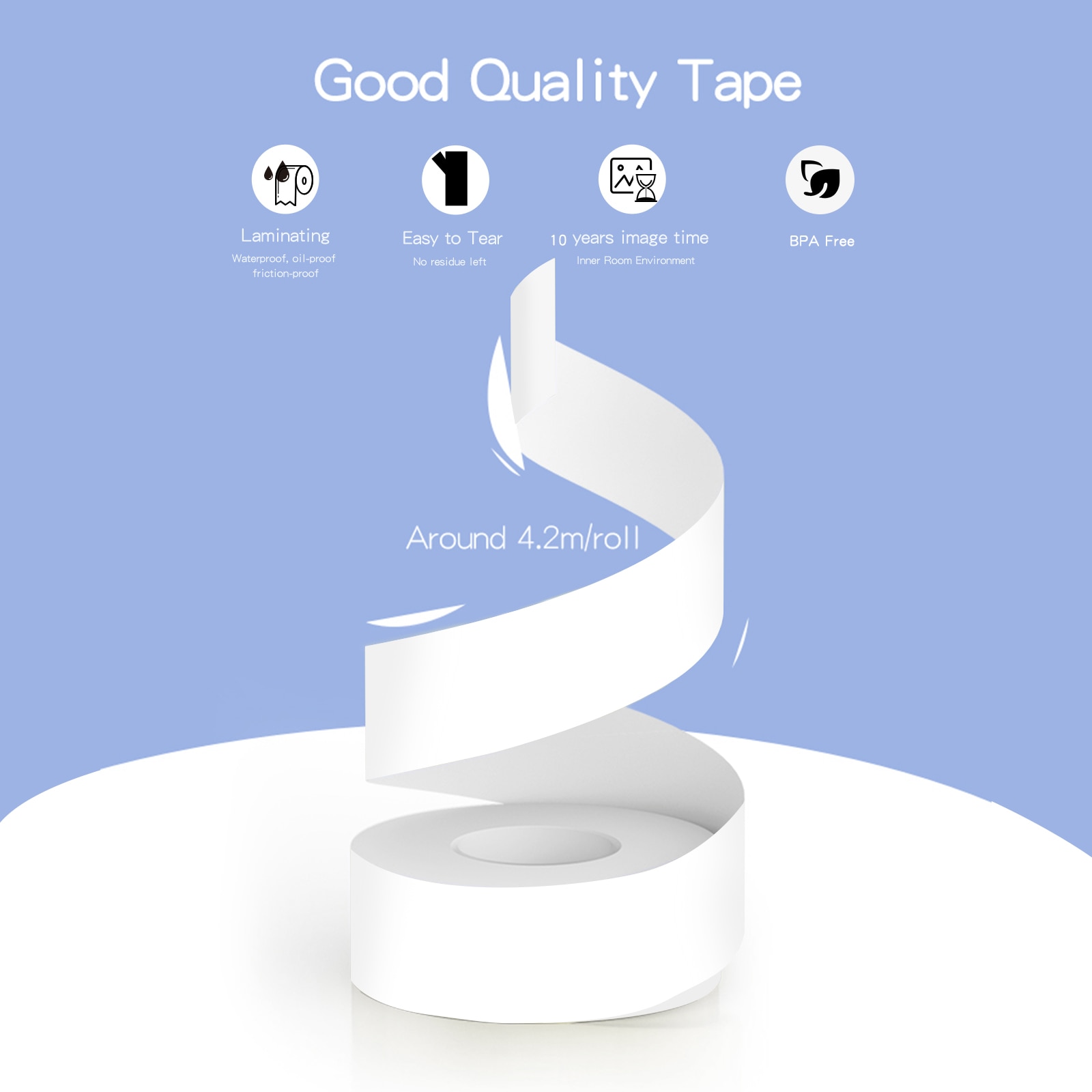 5Rolls White Label Paper Sticky Tape Adhesive Ther... – Grandado