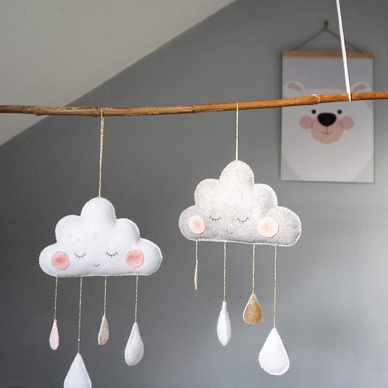 Smiling Clouds Wind Baby Kids Room Nursery Home Cl... – Grandado