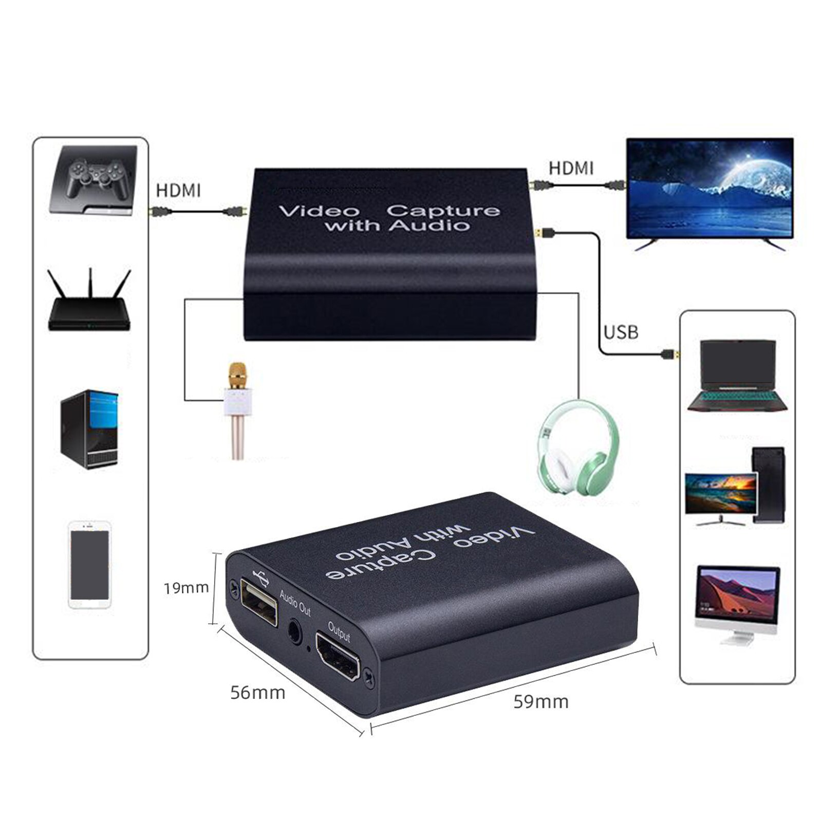 Portable Audio Video Capture Card for High Definit... – Grandado