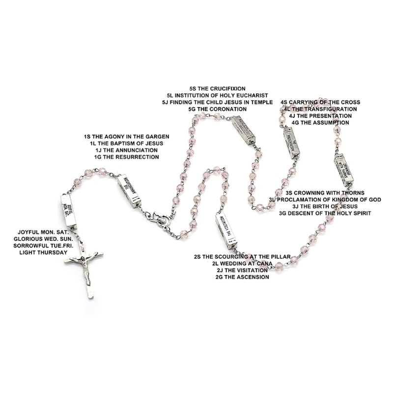 Rosary Necklace Blue Pink Grass Cystal Bead Cathol... – Vicedeal