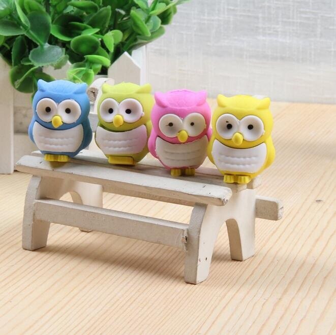 18pcs/lot Kawaii 3D Owl Shape Rubber Eraser Pencil... – Grandado