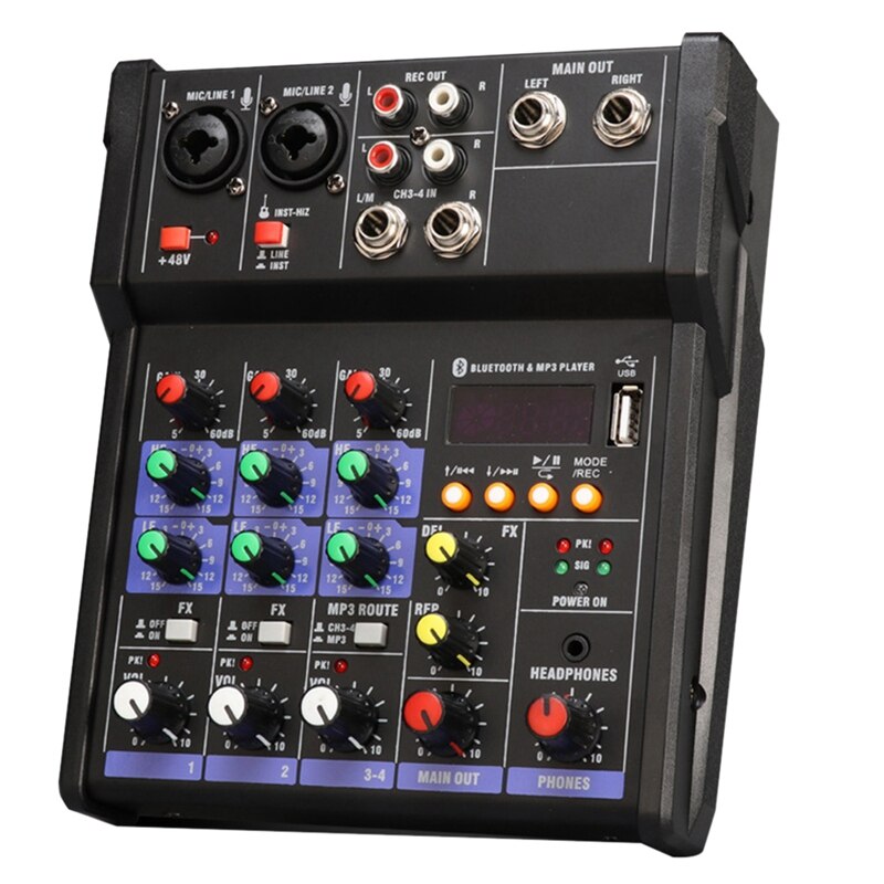 -4 Channel Bluetooth Mixer Portable Audio Mixer Dj... – Grandado