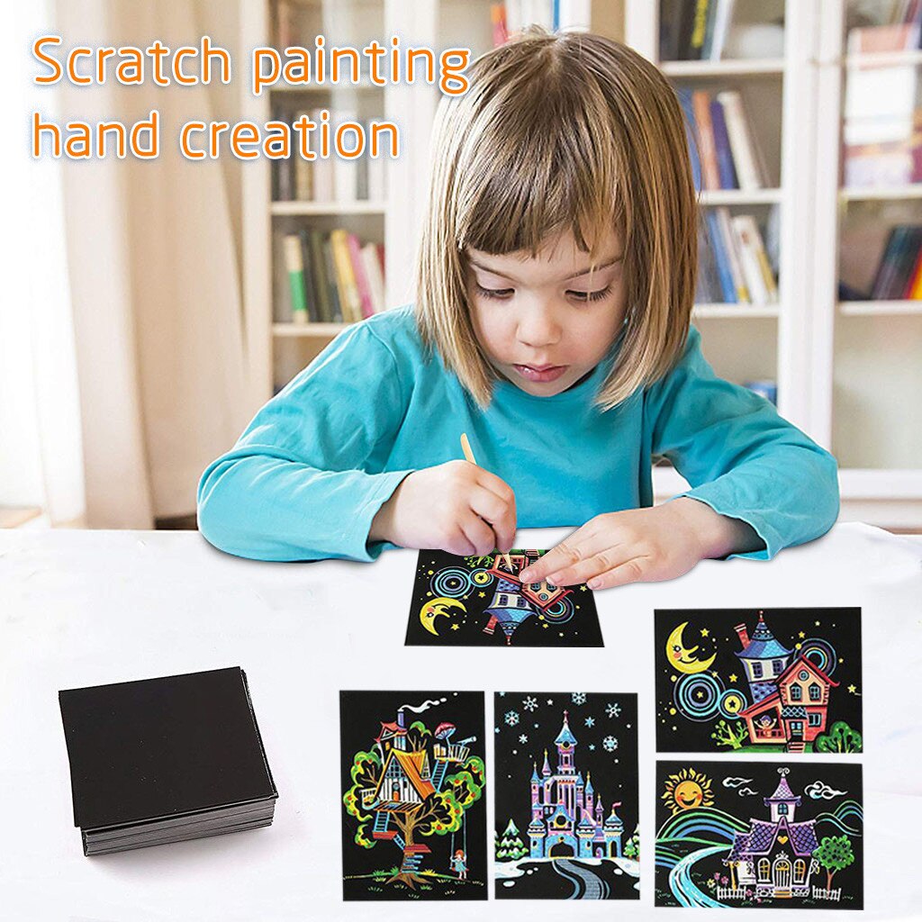 4Pcs Magic Kids Cartoon Scratch Postcards Educatio... – Vicedeal