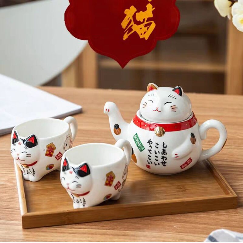Cute Japanese Lucky Cat Porcelain Tea Set Ceramic ... – Grandado