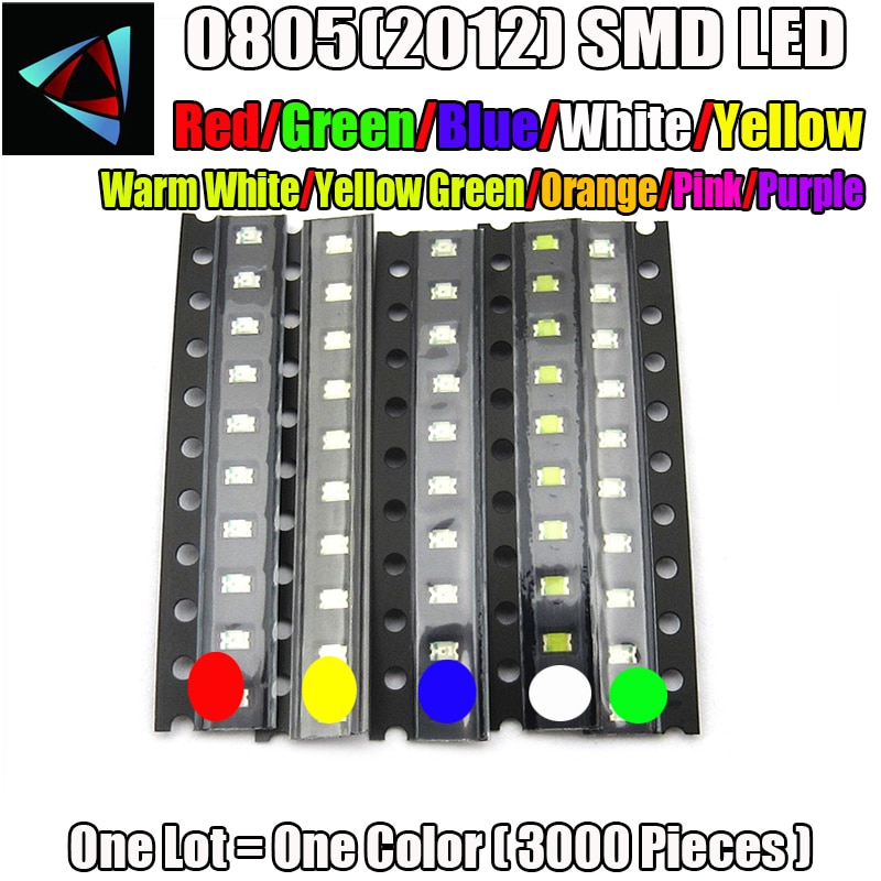 3000 pces smd 0805 (2012) led branco vermelho verd... – Vicedeal