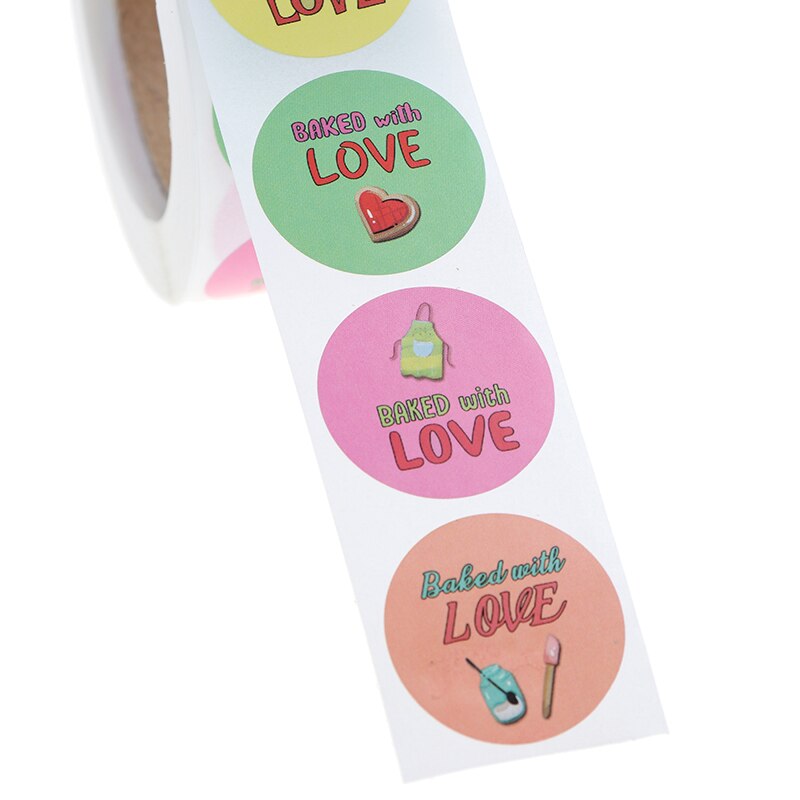 500 Pcs Baked Sticker Seal Labels Round Pink Green... – Grandado