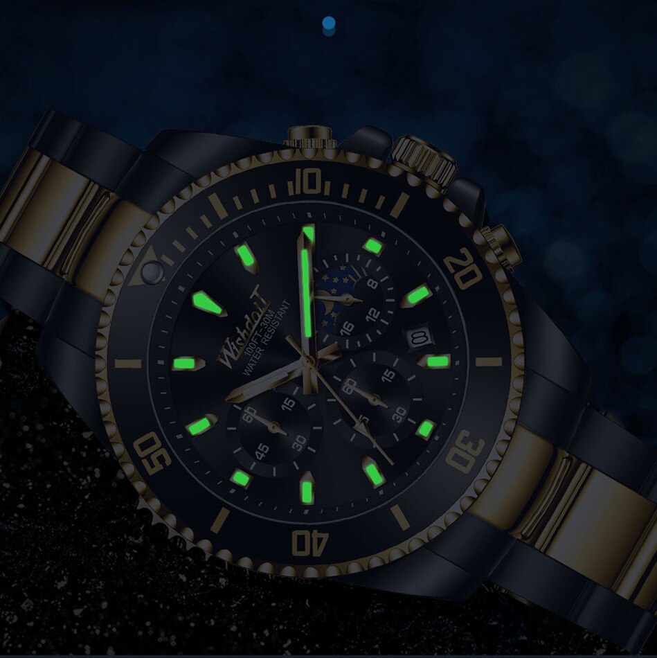 WISHDOIT Men's Watches Luxury Stainless Steel Quar... – Grandado