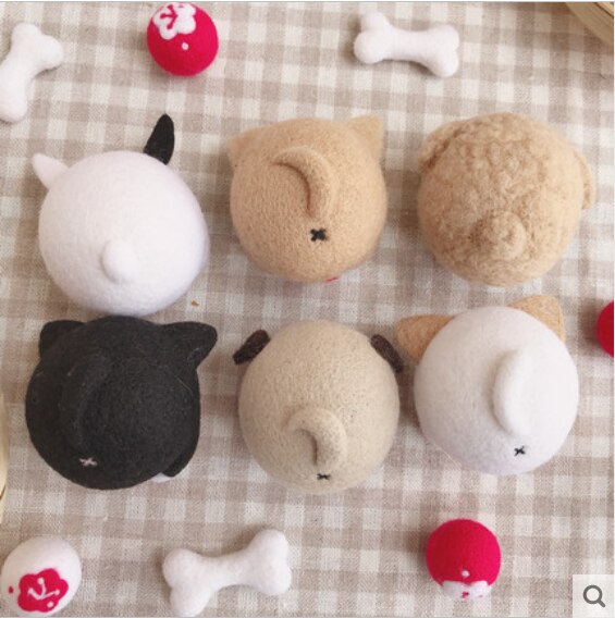 Wooden dog puppy two hachai dog Teddy wool needlep... – Grandado