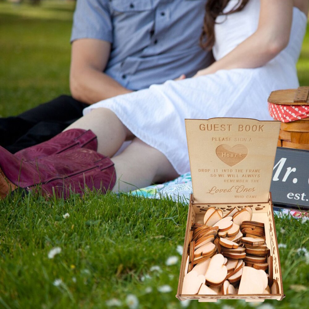 Wooden Heart Shape Pieces Holder Box Wedding Sign ... – Grandado