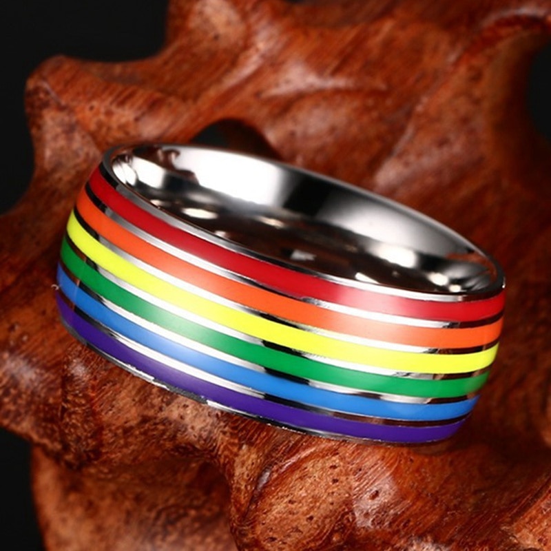 Rainbow LGBT Pride Ring For Lesbian Gay Wedding En... – Grandado