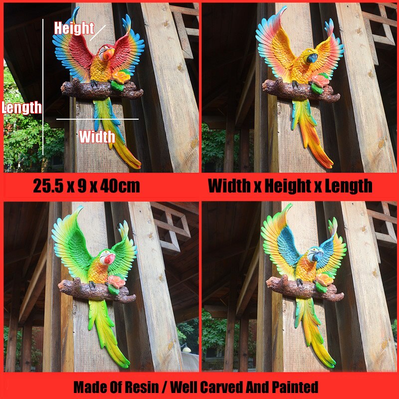 Resin Parrot Wall Tree Mounted Outdoor Garden Deco... – Grandado
