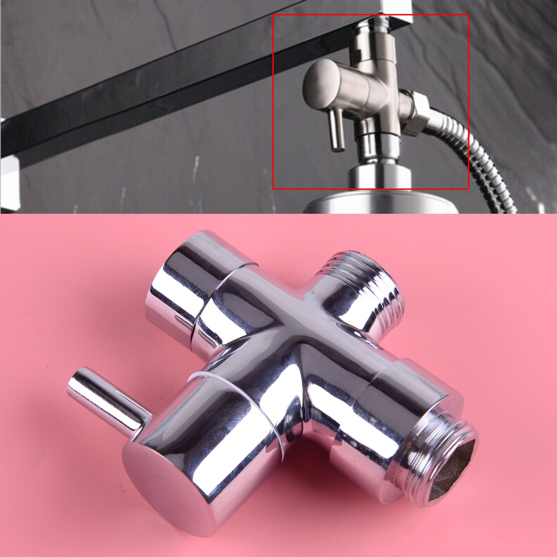 Chrome 3 way Diverter T Valve Handheld Shower Head... – Grandado