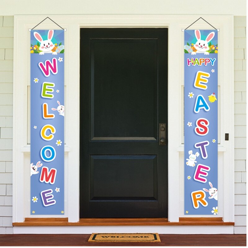 Easter Porch Sign Happy Easter Welcome Hanging Doo... – Grandado