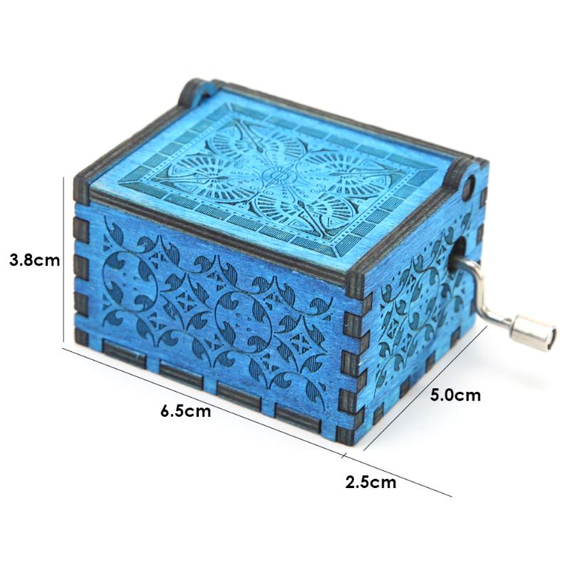 Exquisite Musik Box Retro Geschnitzte Hand Blau Ge... – Vicedeal