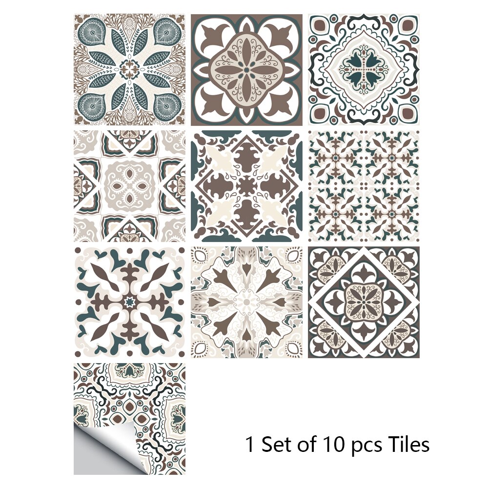 10pcs Retro Pattern Matte Surface Tiles Sticker Tr... – Vicedeal