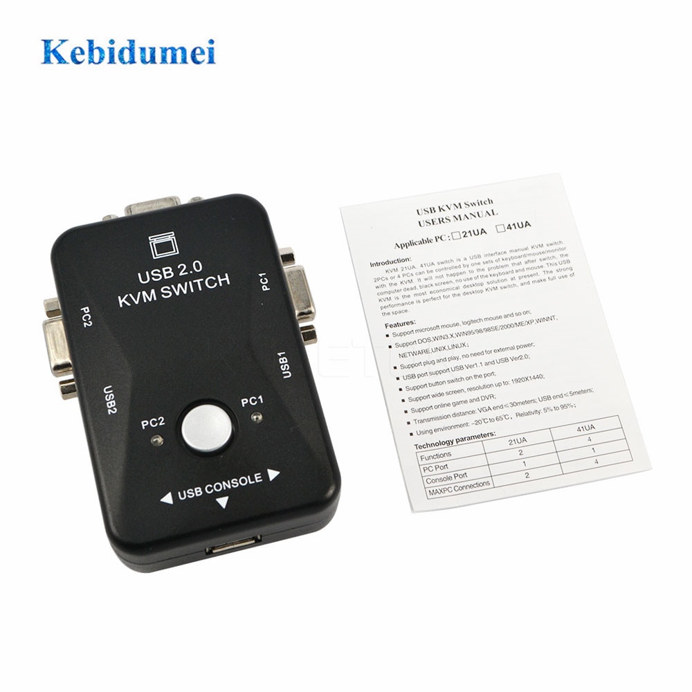 Kebidumei USB KVM schalten Umschalter 2 Hafen VGA ... – Grandado