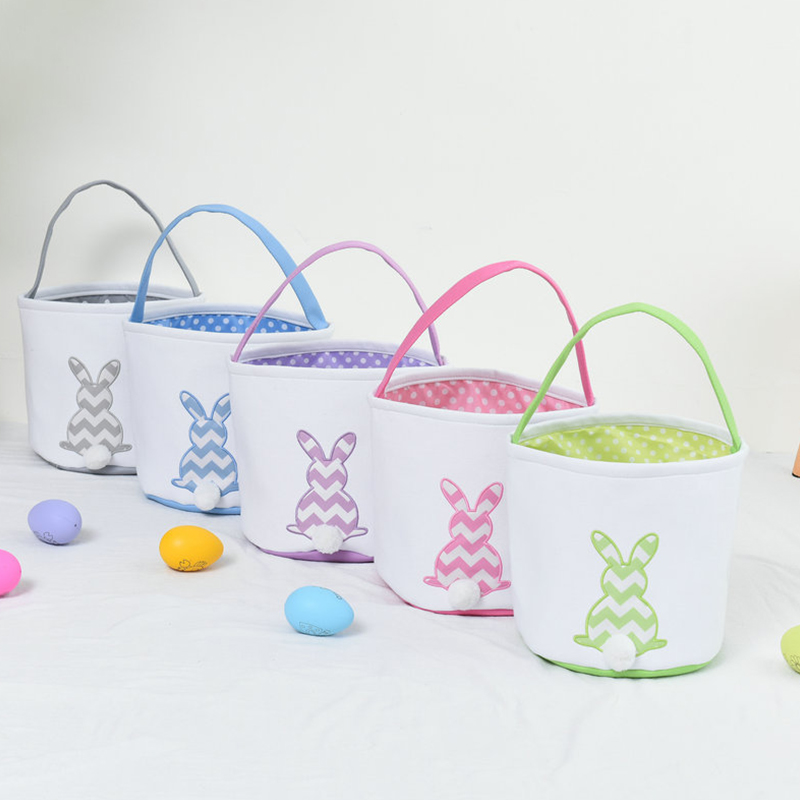 Cute Bunny Basket for Easter Monogram Canvas Bucke... – Vicedeal
