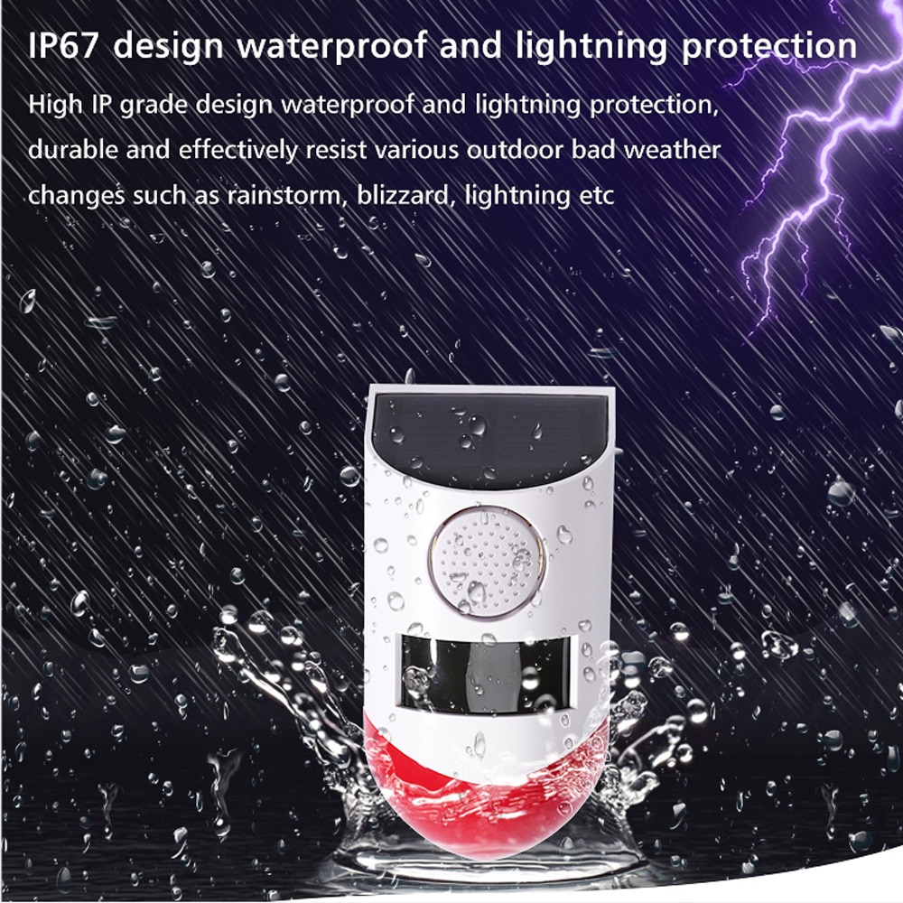 draussen Solar- Sirene 120db Sicherheitsalarm Fern... – Grandado