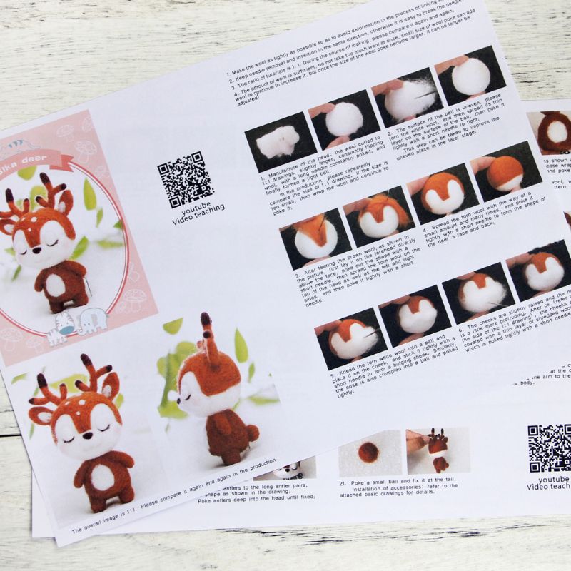 Sika Deer Animal Doll Wool Felt Craft DIY Non Fini... – Grandado