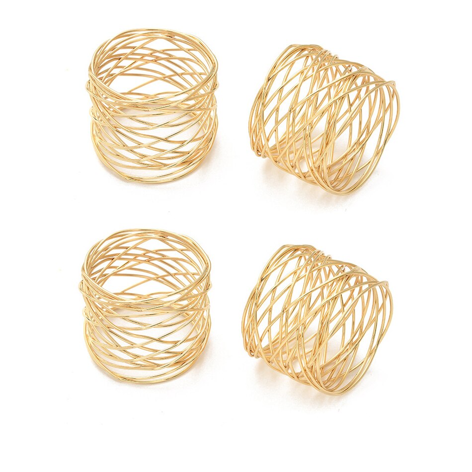Wide Round Gold Napkin Ring,Metal Cross Hollow Sli... – Grandado