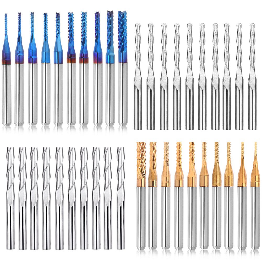 10/40Pcs End Mill Graveren Bits Set 3.175Mm Shank ... – Vicedeal
