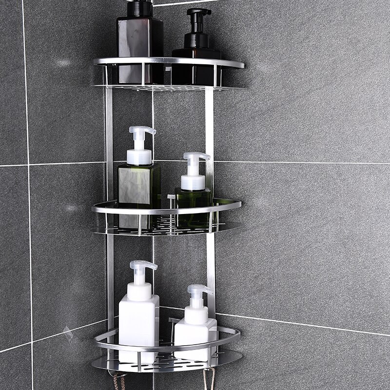 Space Aluminum Bathroom Shelf No Punching Shower C... – Grandado