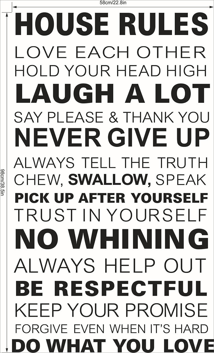 house rules vinyl quote wall decal family rule hom... – Vicedeal
