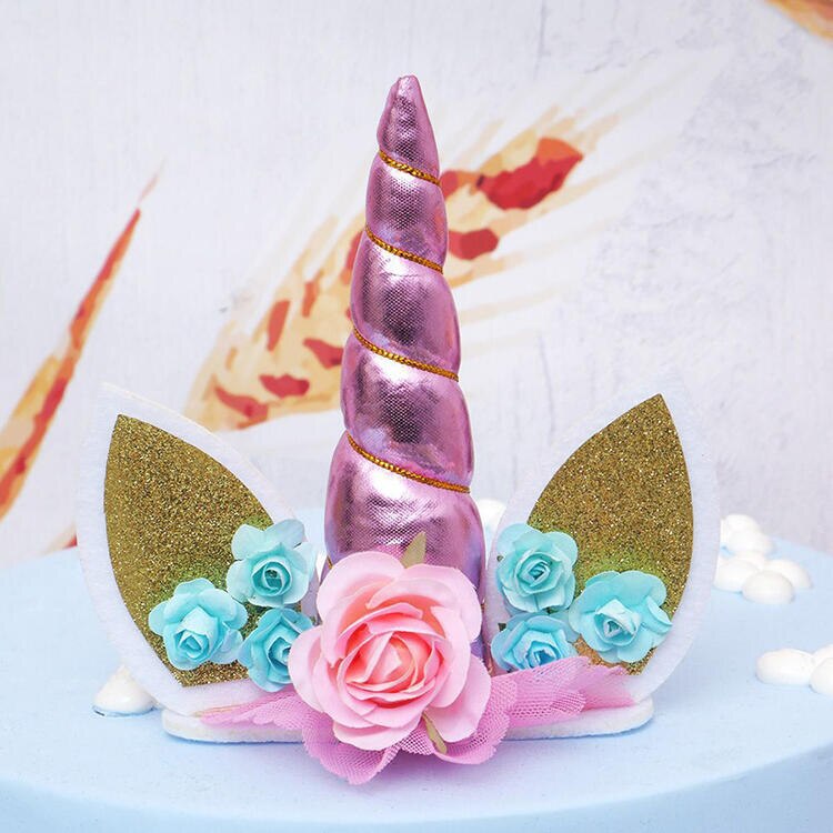 Gold Silver Pink Unicorn Horns Cake Topper Kids Bi... – Vicedeal