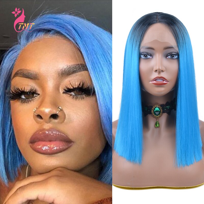 Short Bob Wig Middle Part Lace Front Synthetic Wig... – Grandado