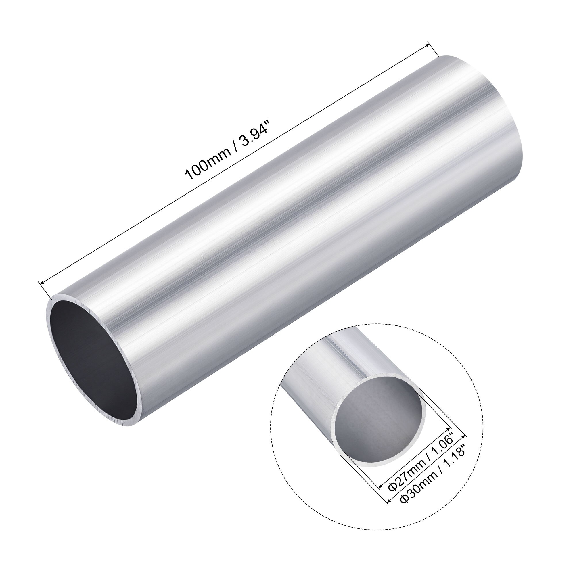 Uxcell 6063 Aluminum Round Tube 30mm OD 27mm Inner... – Grandado