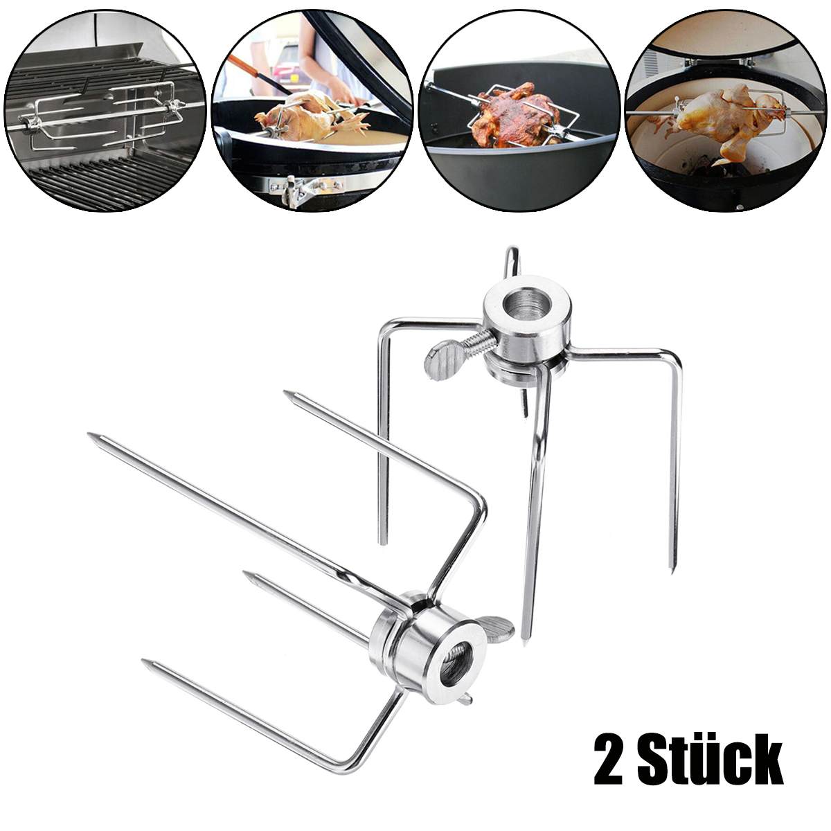 2Pcs/set Rotisserie BBQ Forks Iron Chrome Chicken ... – Grandado
