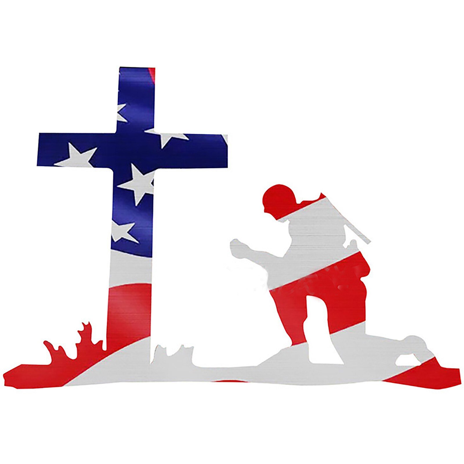 American Cross Kneeling Soldier Weathered Sign Spl... – Grandado