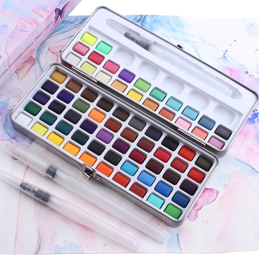50/72/90 Colors Solid Watercolor Paints Set Artist... – Vicedeal
