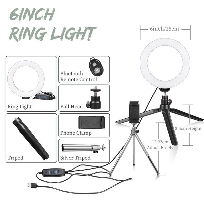 6 inch Dimmable Cold Warm LED Studio Camera Ring L... – Vicedeal