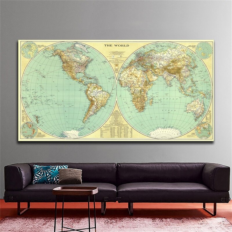 Retro World Map 1935 World Map Picture 120*60cm Po... – Grandado