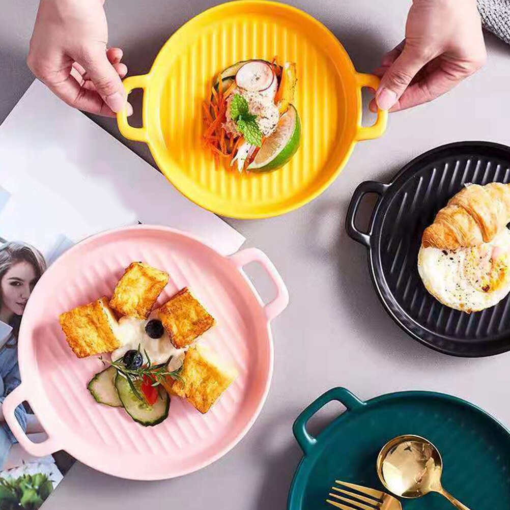 Ceramic Plate Ceramic Baking Food Plate Food Holde... – Vicedeal