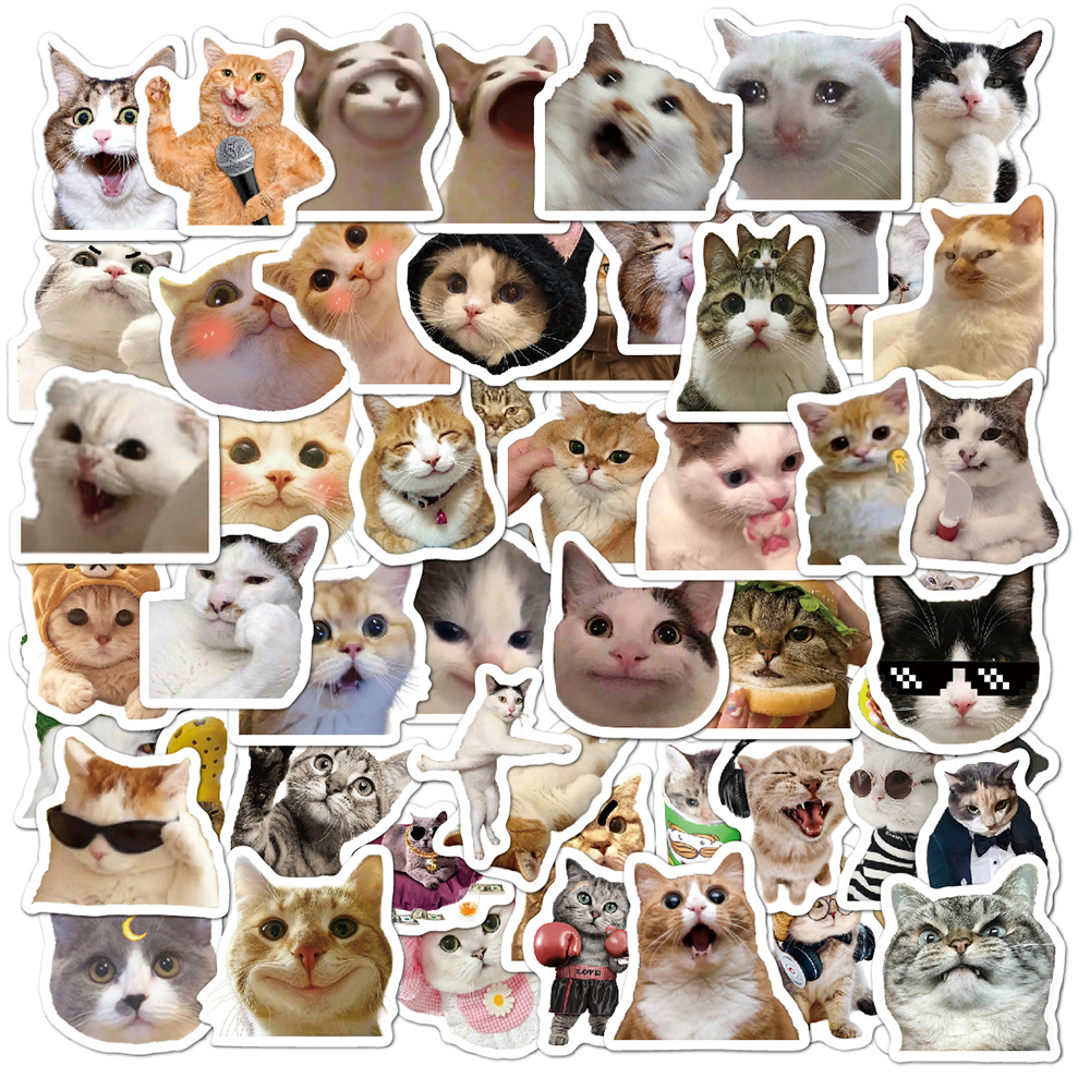 10/30/50pcs Funny Cat Meme Cartoon Stickers Kawaii... – Grandado