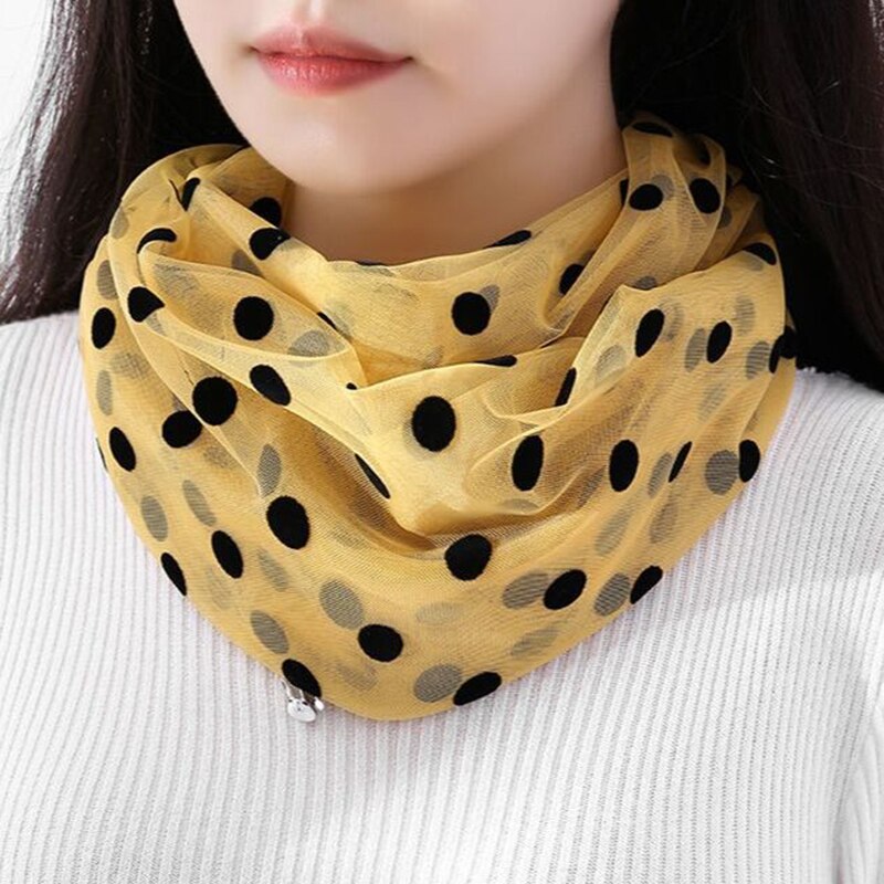 Women's Dot Flocking Mesh Silk Scarf Summer Lo... – Vicedeal