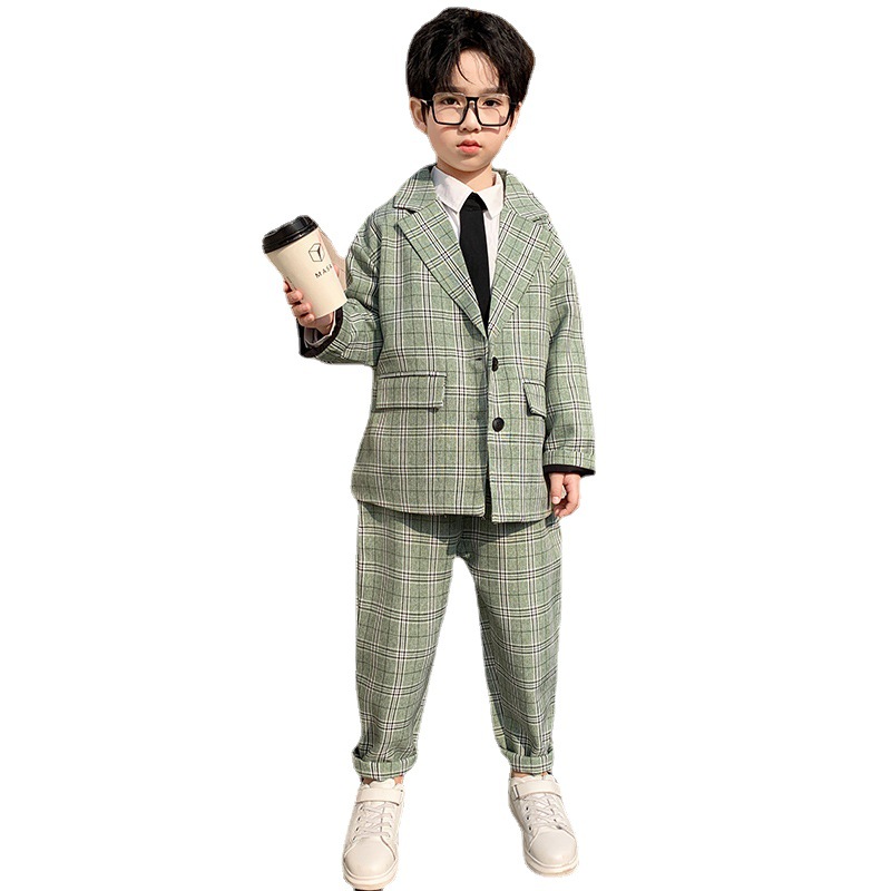 Boys Spring and Autumn Blazer and Trousers Leisure... – Grandado