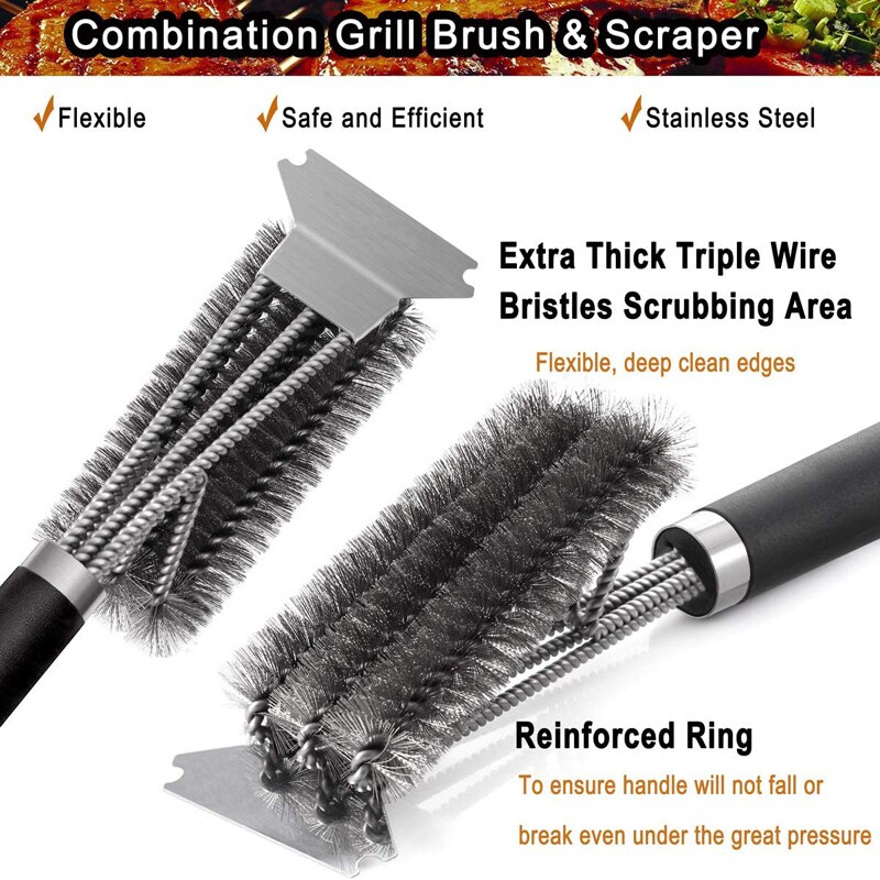 Grill Brush with Scraper BBQ Cleaner Tools for All... – Vicedeal