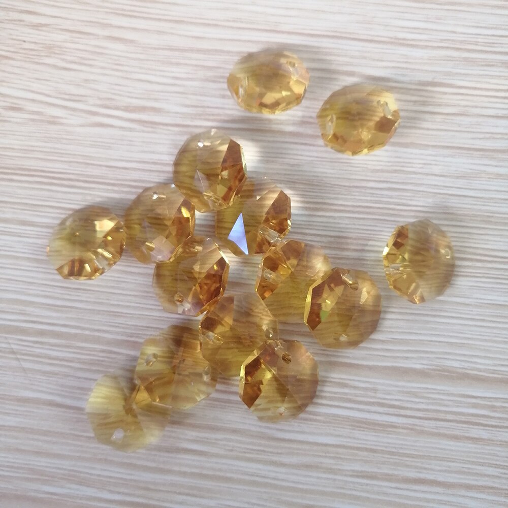Camal 20pcs Gold Yellow 14mm Crystal Octagonal Loo... – Grandado