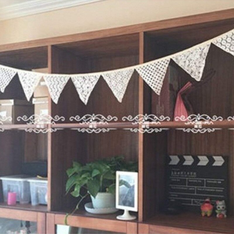 2.5 m beige lace Pennant Pennant decoration party ... – Vicedeal