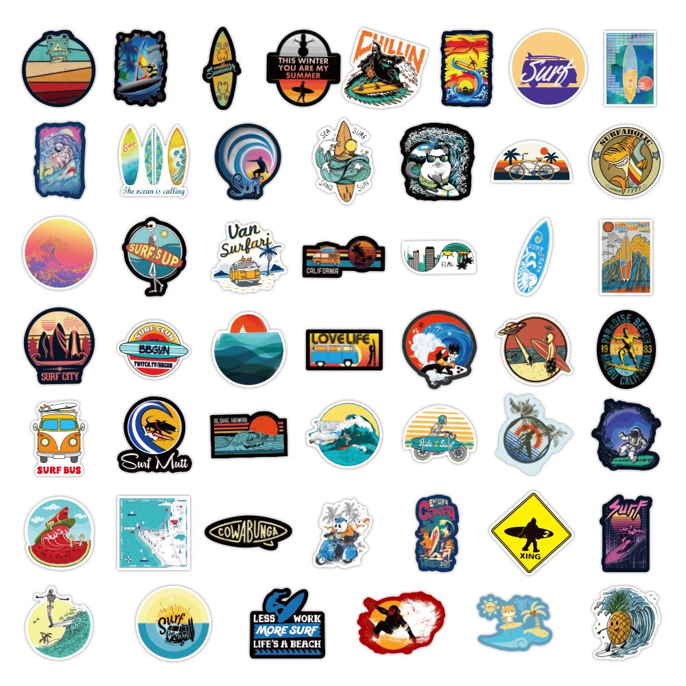10/30/50/100pcs Outdoor Hawaii Surfing Stickers Su... – Grandado