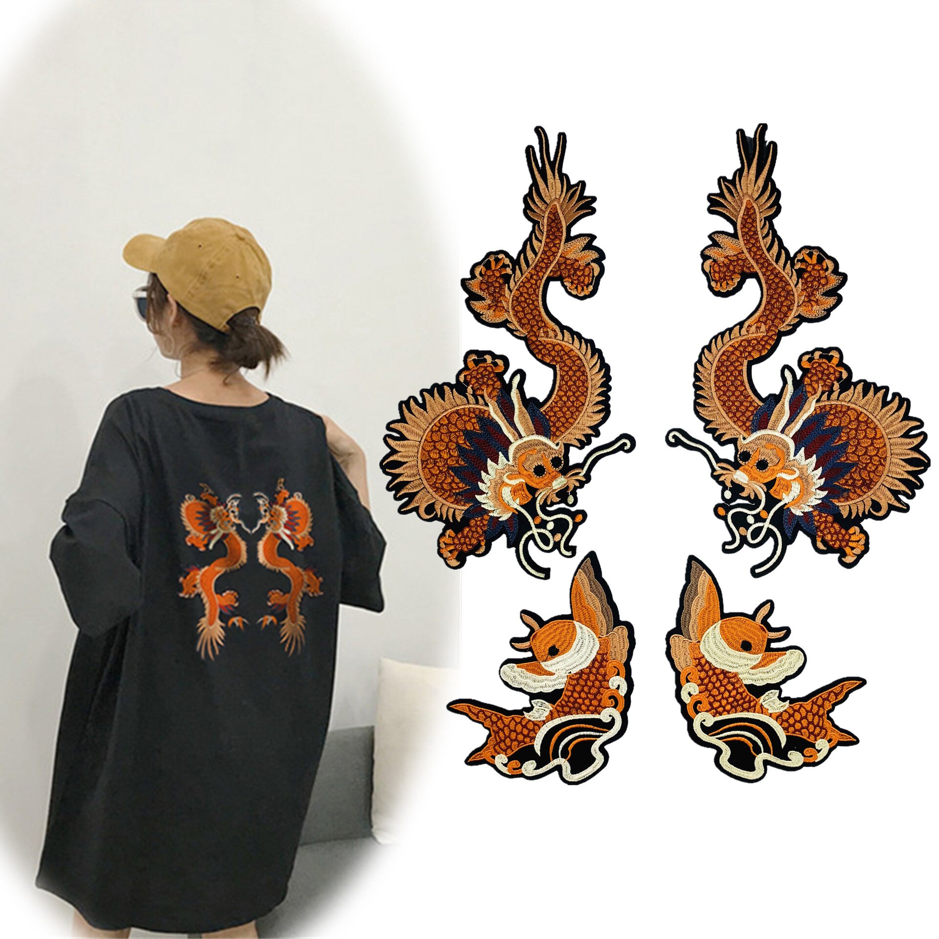 Iron On set of dragon embroidery patches 4pcs Smal... – Grandado