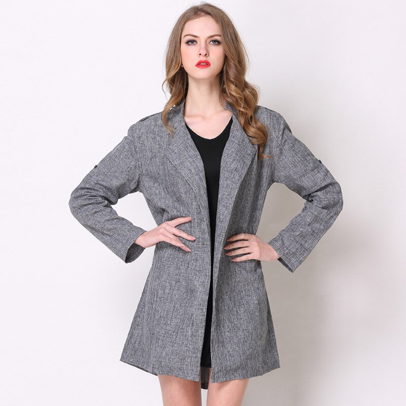 Long Trench Coat Female Gray Spring Coat Women Lon... – Grandado
