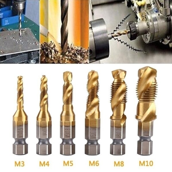 6pcs Metric Thread M3-M10 Hex Shank Titanium Coate... – Vicedeal